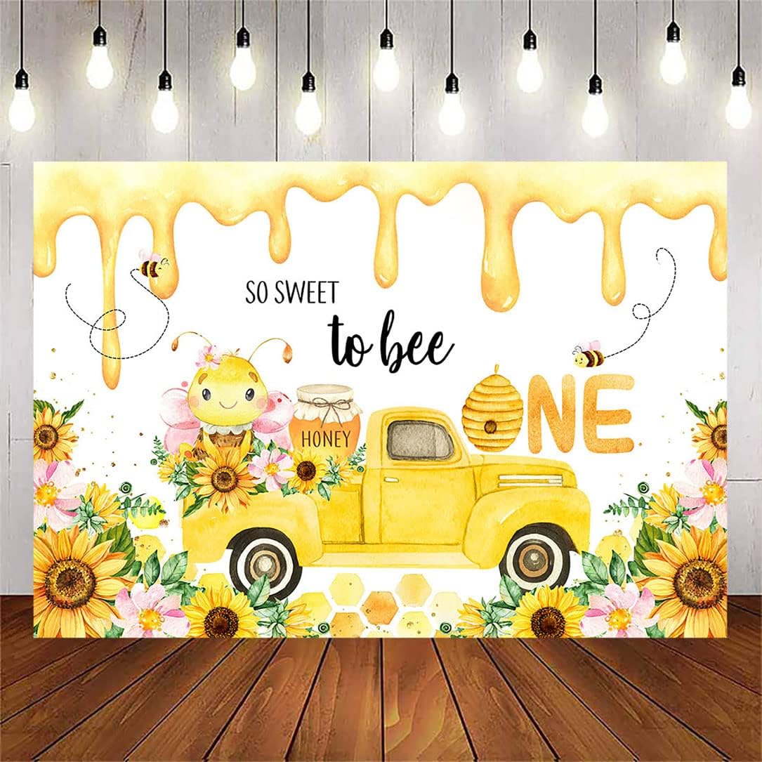 Amazon.com : Avezano Bee 1st Birthday Backdrop for Girls So Sweet to ...