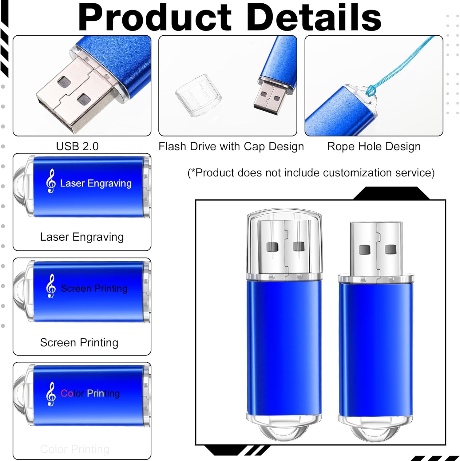 Hoteam 50 Pack USB 2.0 Flash Drives Bulk Blue Portable Thumb Drive with ...