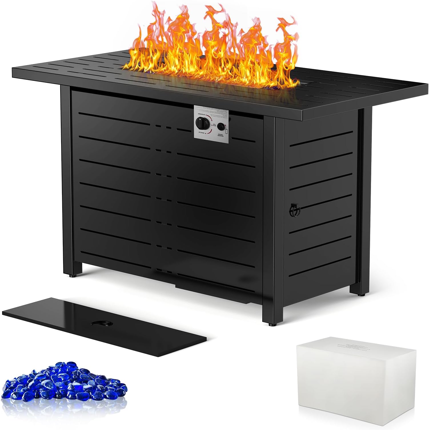 Amazon.com: Outdoor Propane Gas Fire Pit Table 46in 55,000 BTU Gas Fire ...