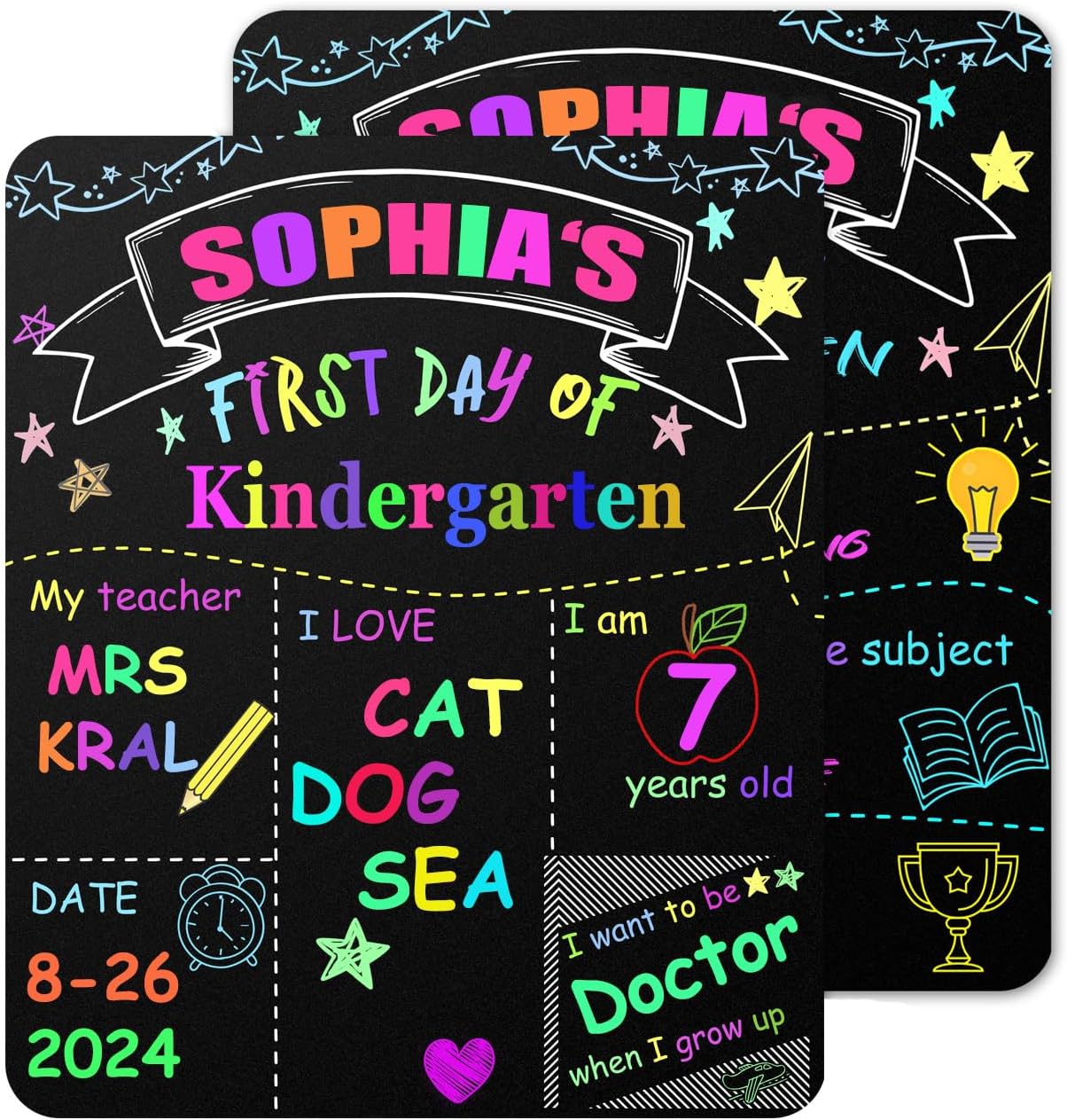 Amazon.com : PETCEE First & Last Day of School Chalkboard,Double Sided ...