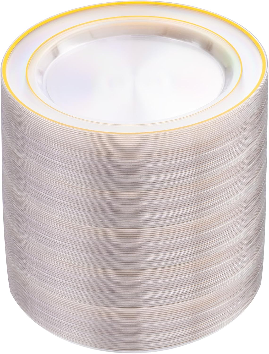 Amazon.com: I00000 100Pcs Clear Gold Dessert Plates,Gold Plates ...