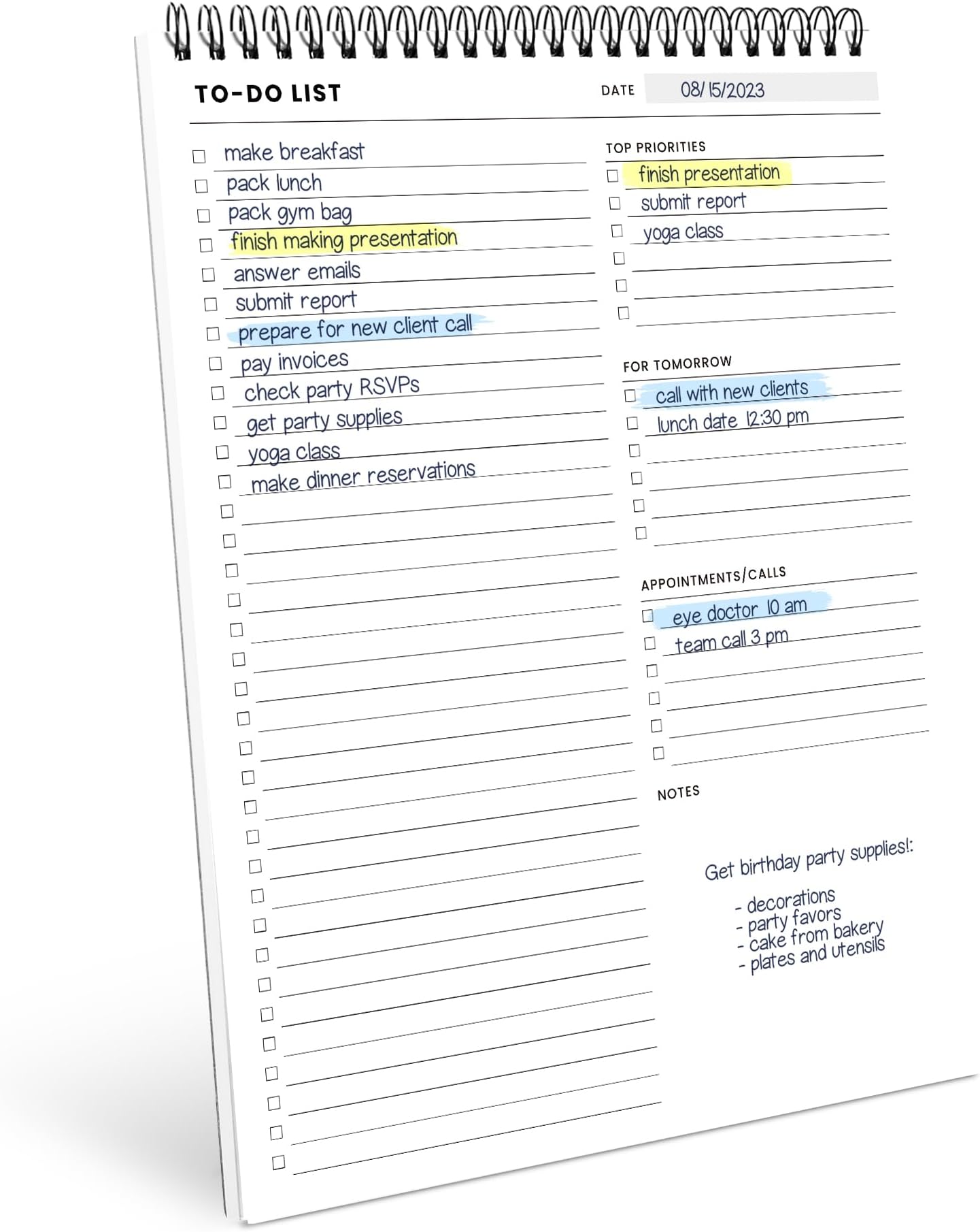 Amazon.com : Of a Happy Kind To Do List Spiral Notepad 8.5x11 52 Sheets ...