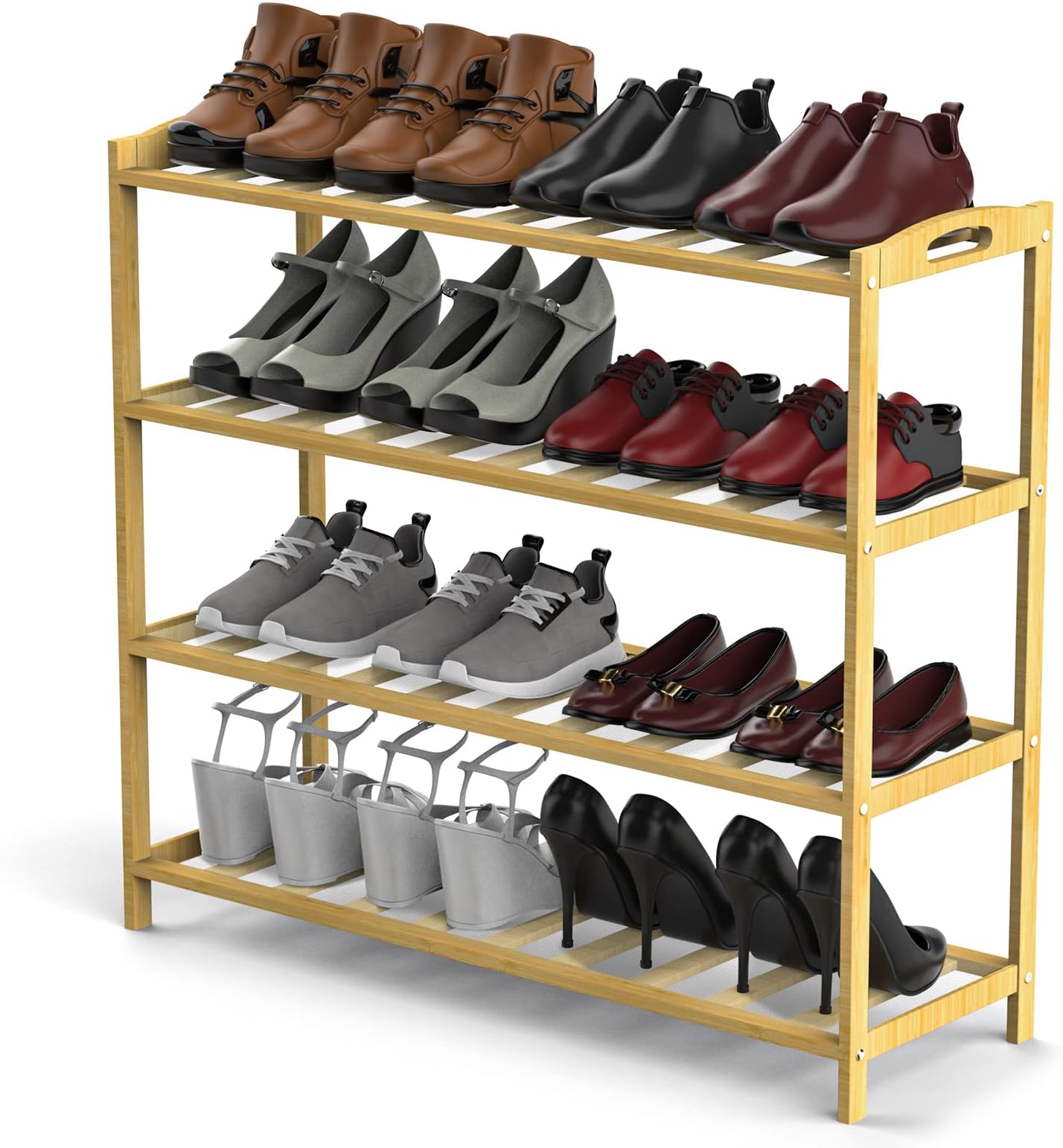 Amazon.com: Vasitelan 4-Tier Bamboo Shoe Rack for Entryway, Shoe ...