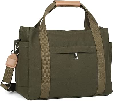 Amazon.com: Didida Tote Bag for Women, Multi-Pocket Canvas Tote Bag with Compartments,Hand or ...