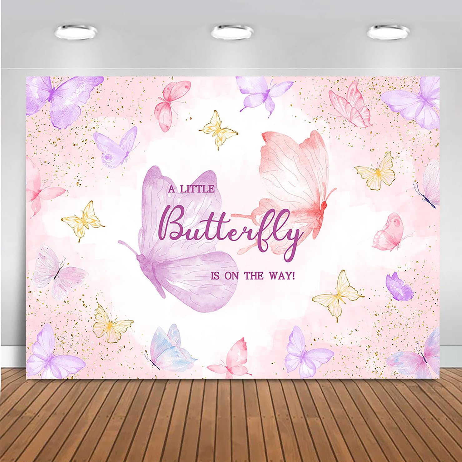 Amazon.com : Mocsicka Butterfly Baby Shower Backdrop for Girl A Little ...