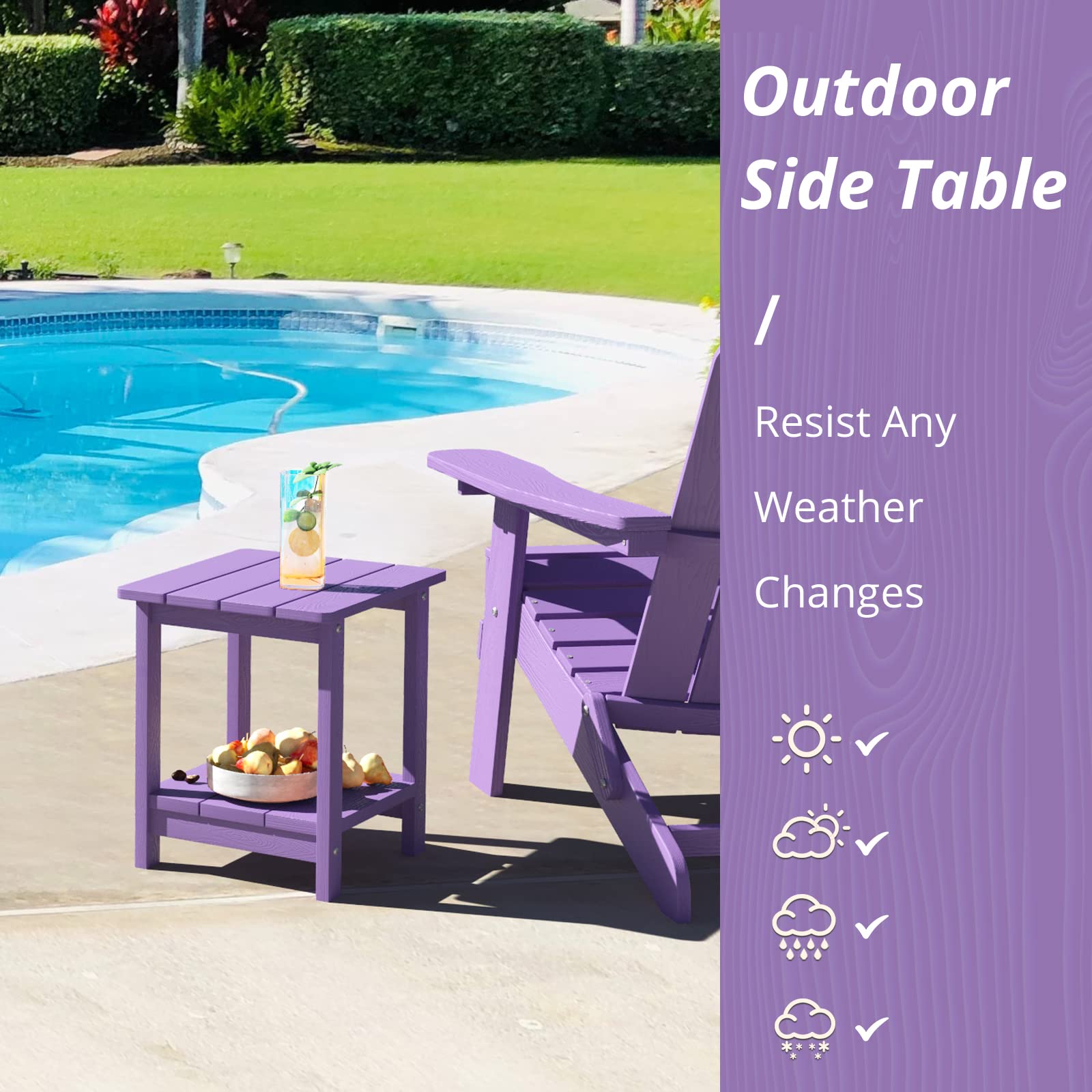 Snapklik.com : Adirondack Outdoor Side Table, 2-Tier Purple HDPS Patio ...
