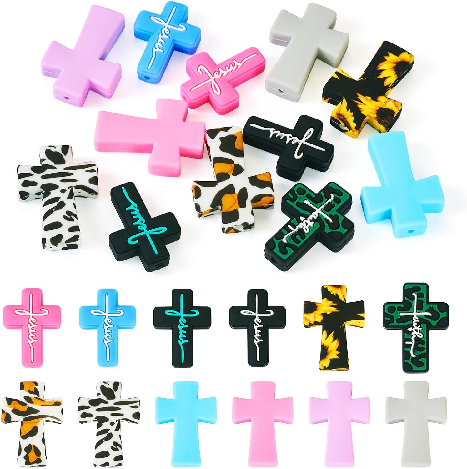 Amazon.com: FASHEWELRY 12Pcs Cross Silicone Focal Beads for Pens ...