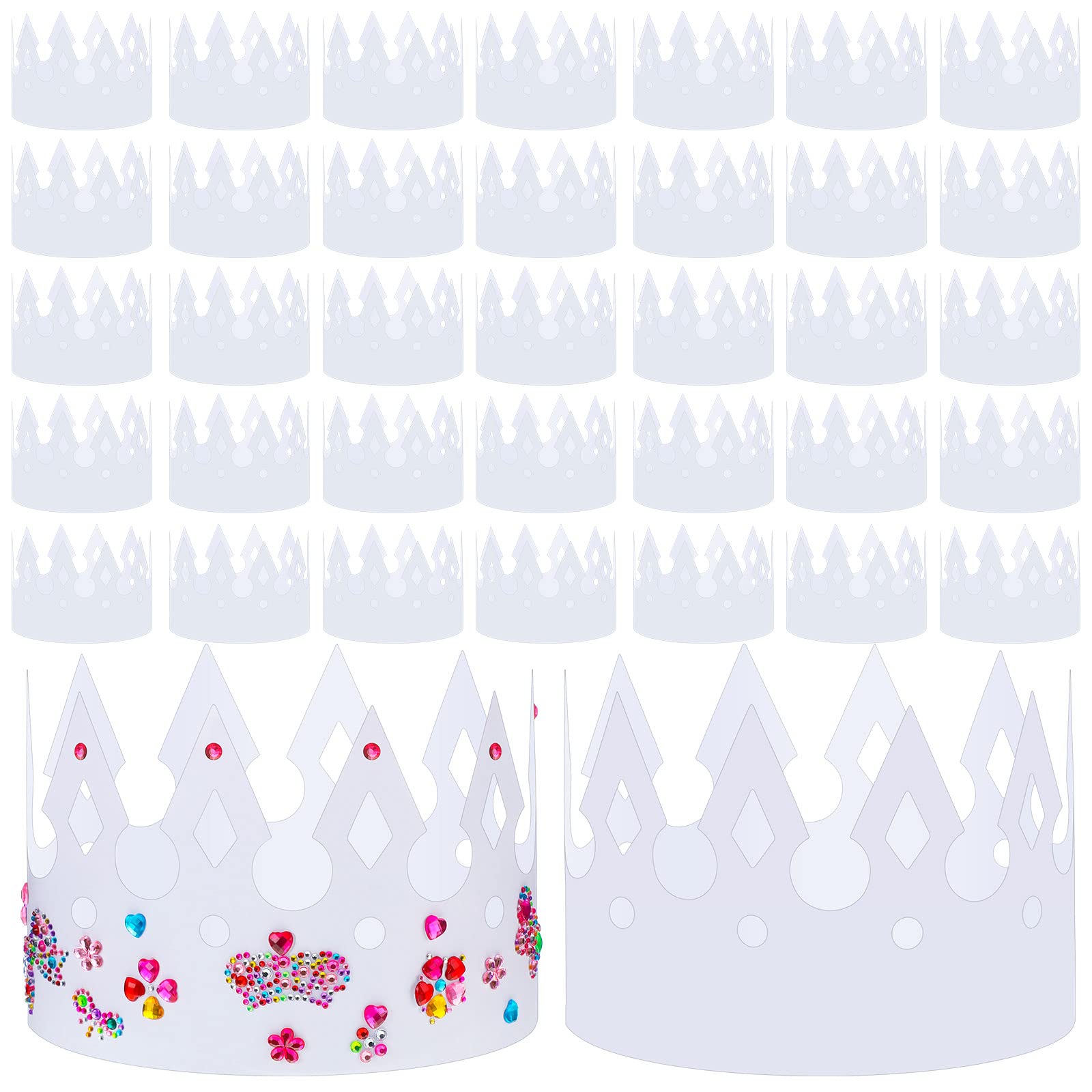 Snapklik.com : 200 Pcs White Paper Crowns DIY Birthday Party Crowns For ...