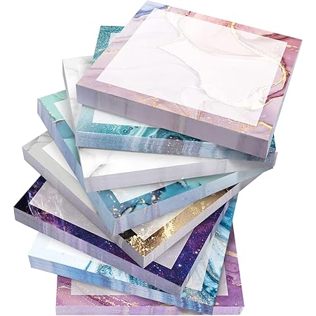 Amazon.com : 9 Pieces Marble Sticky Note Pads Adhesive Memo Notes Self ...