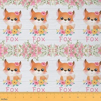 Amazon.com: Jejeloiu Fox Fabric by The Yard,Cute Cartoon Fox Upholstery ...