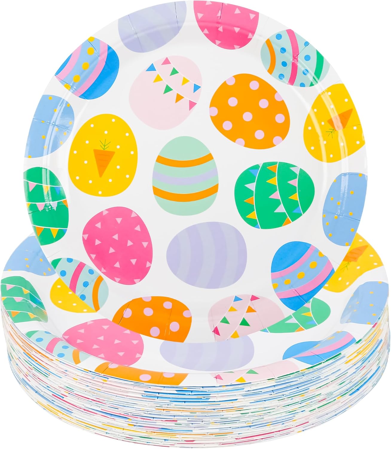 Amazon.com: AimFun Easter Party Plates Colorful Eggs Disposable Paper ...