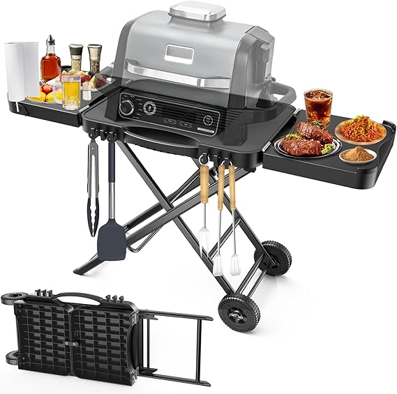GFTIME Grill Table Trolley for Weber Q100 Q200 Q300 Series, Enders ...