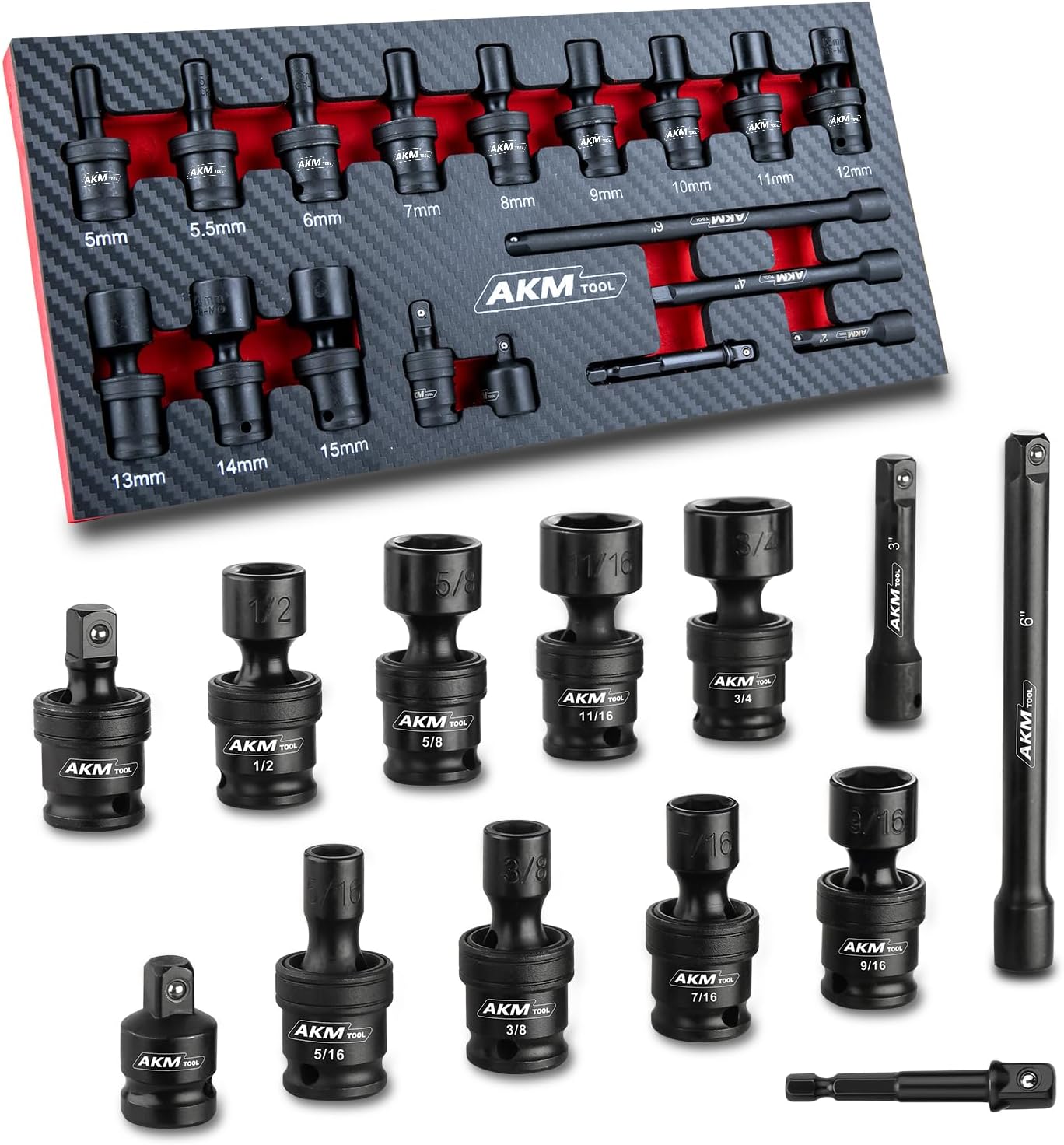 Amazon.com: AKM TOOL 3/8" Drive Universal Impact Socket Set, 13 Piece ...