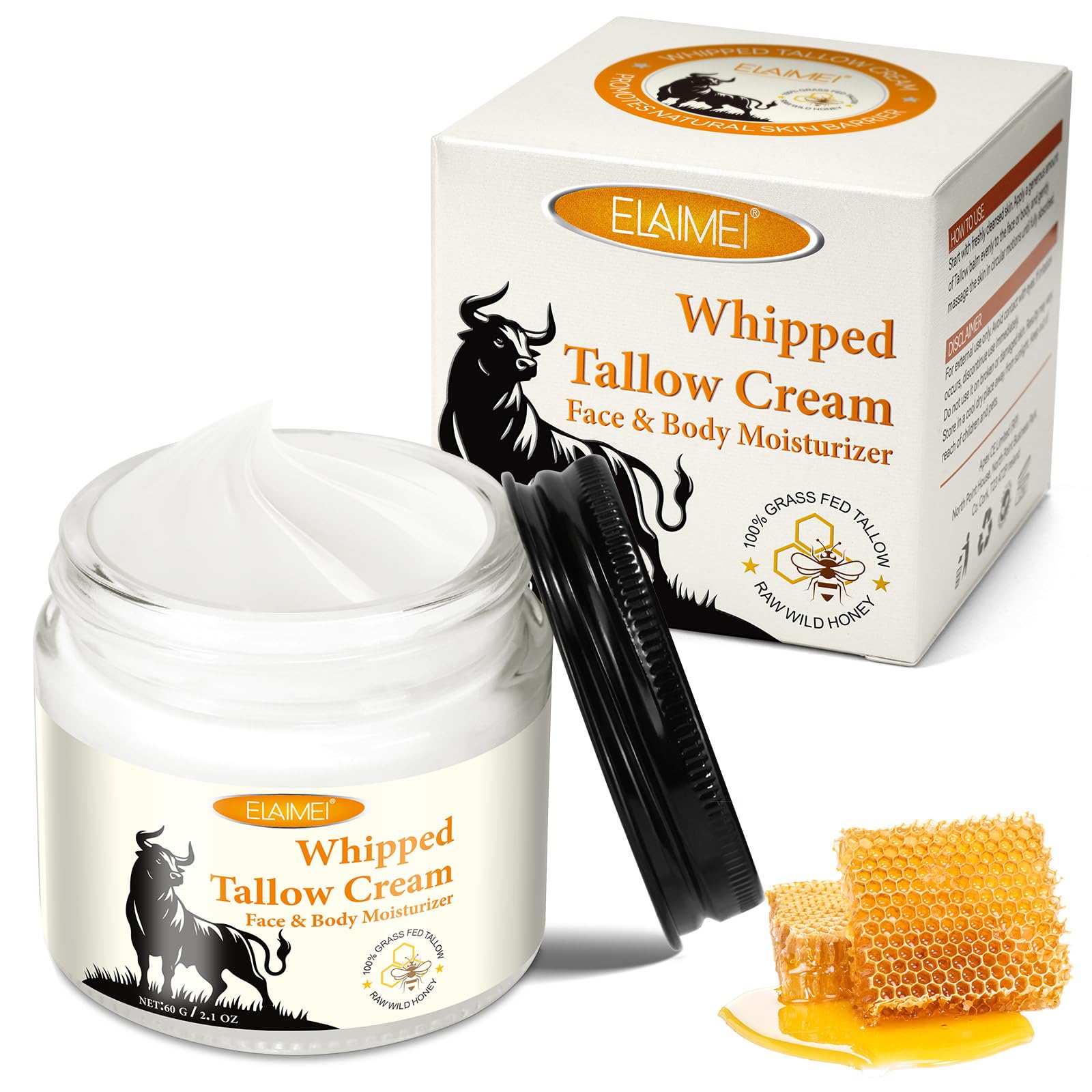 Beef Tallow Honey Balm, Tallow & Honey Skin Cream, Organic Grass Fed ...