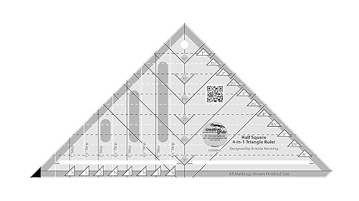 Amazon.com: Creative Grids Half Square 4-in-1 Triangle Quilt Ruler ...