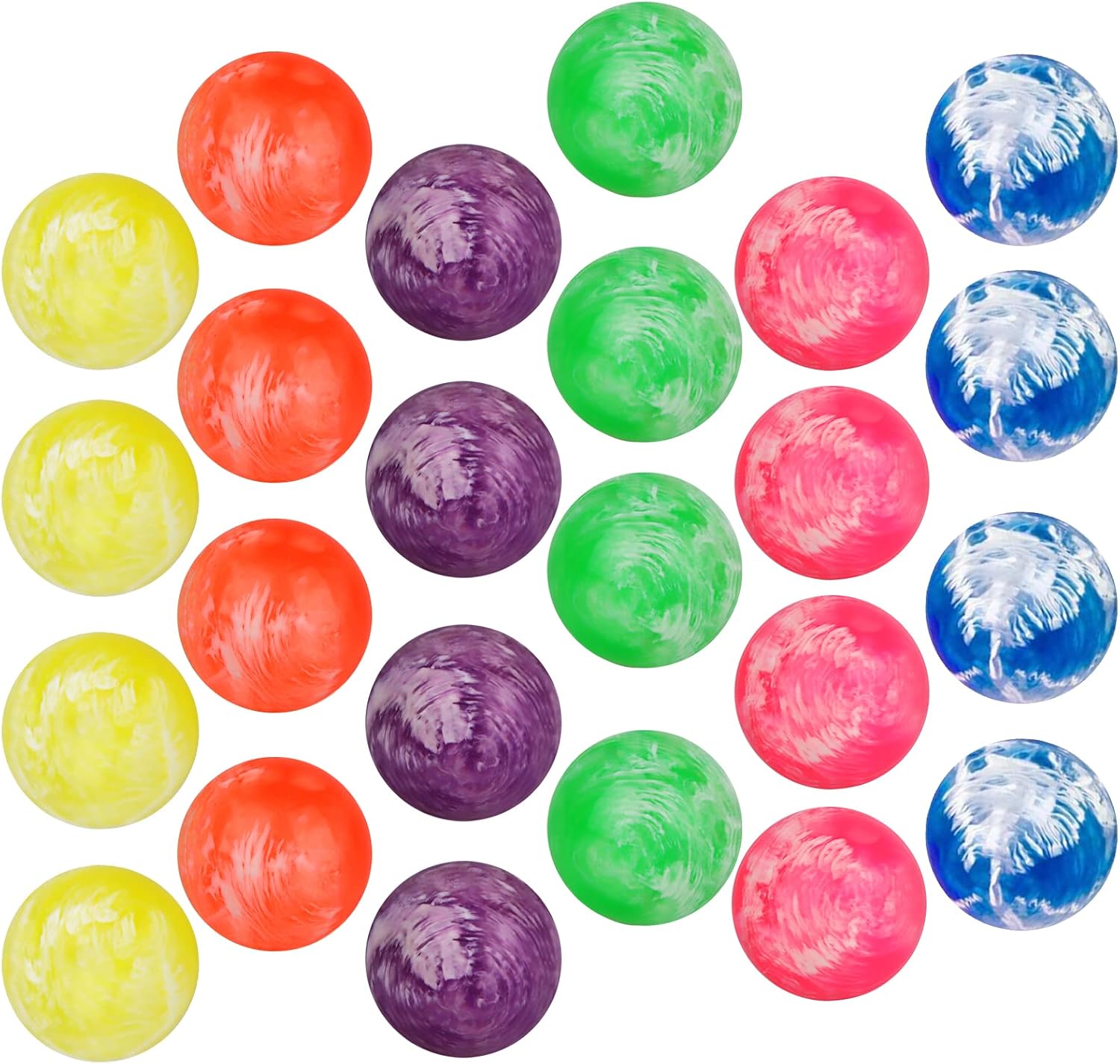 Xingsky Gummiball Klein, 24 Stück Flummies, Gemischte Farbwolken Flummi ...