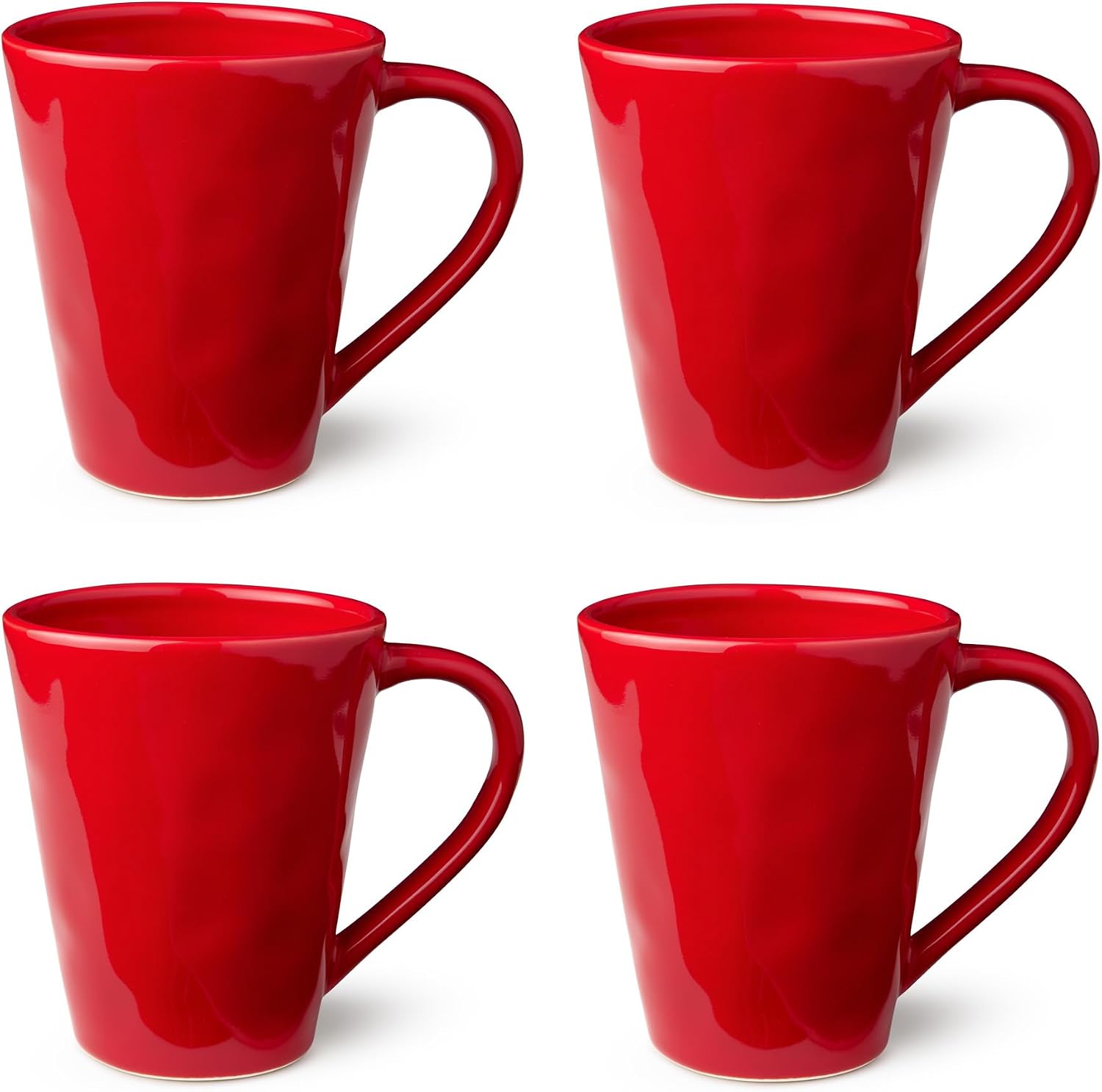 Amazon.com: Berry Red Christmas Mugs Set of 4 – Vibrant Red Coffee Cups ...