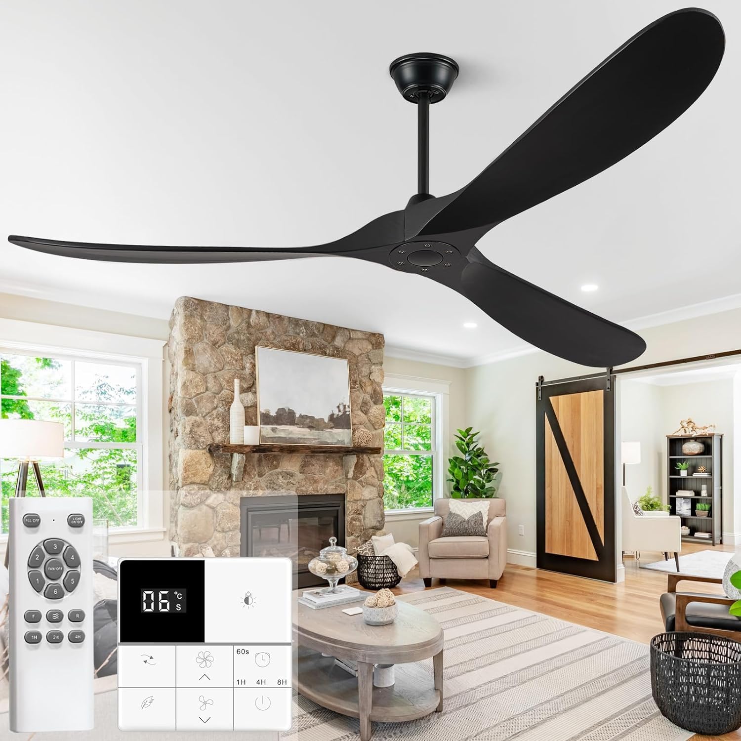 Amazon.com: Eliora Ceiling Fan without Light, 60 Inch Wood Ceiling Fan ...