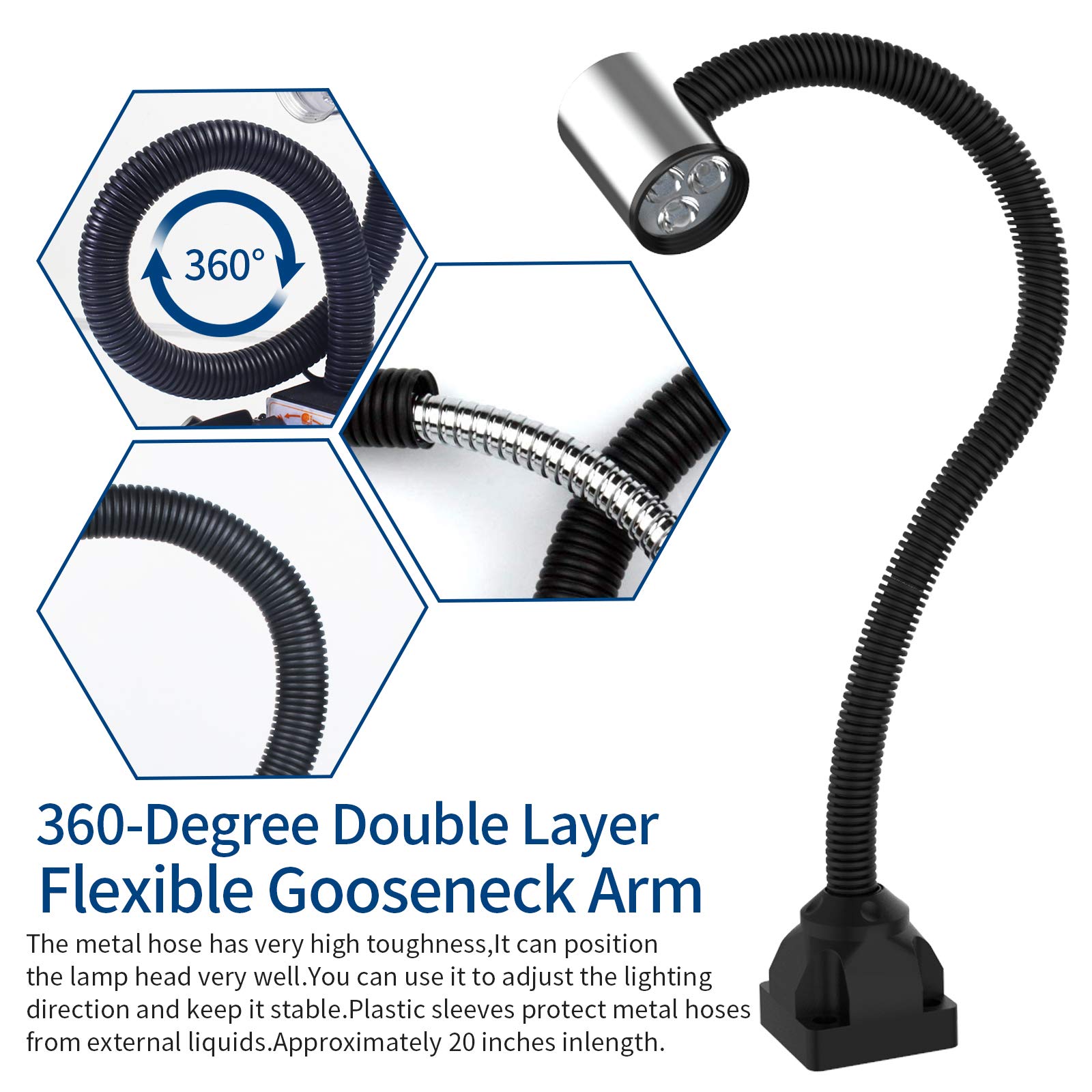 Led Machine Work Light, IP65 Water Proof Flexible Gooseneck Lamp 900 ...