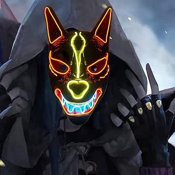 Amazon.com: SXYPAYXS-Halloween Mask LED Wolf Mask Scary Mask Werewolf ...