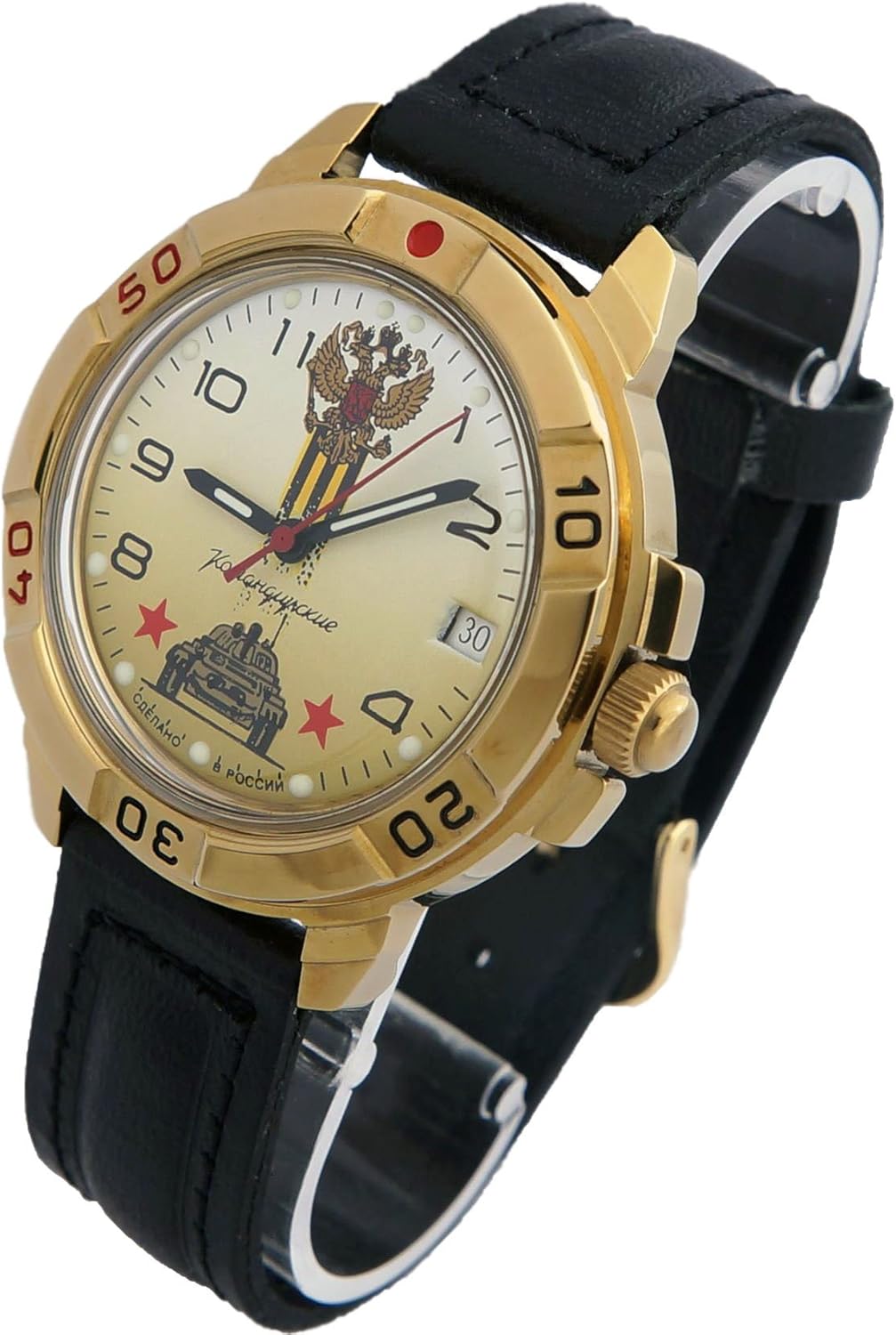 Amazon.com: Vostok Komandirskie Military Russian Tank Commander Watch Golden Color 2414/439943 ...