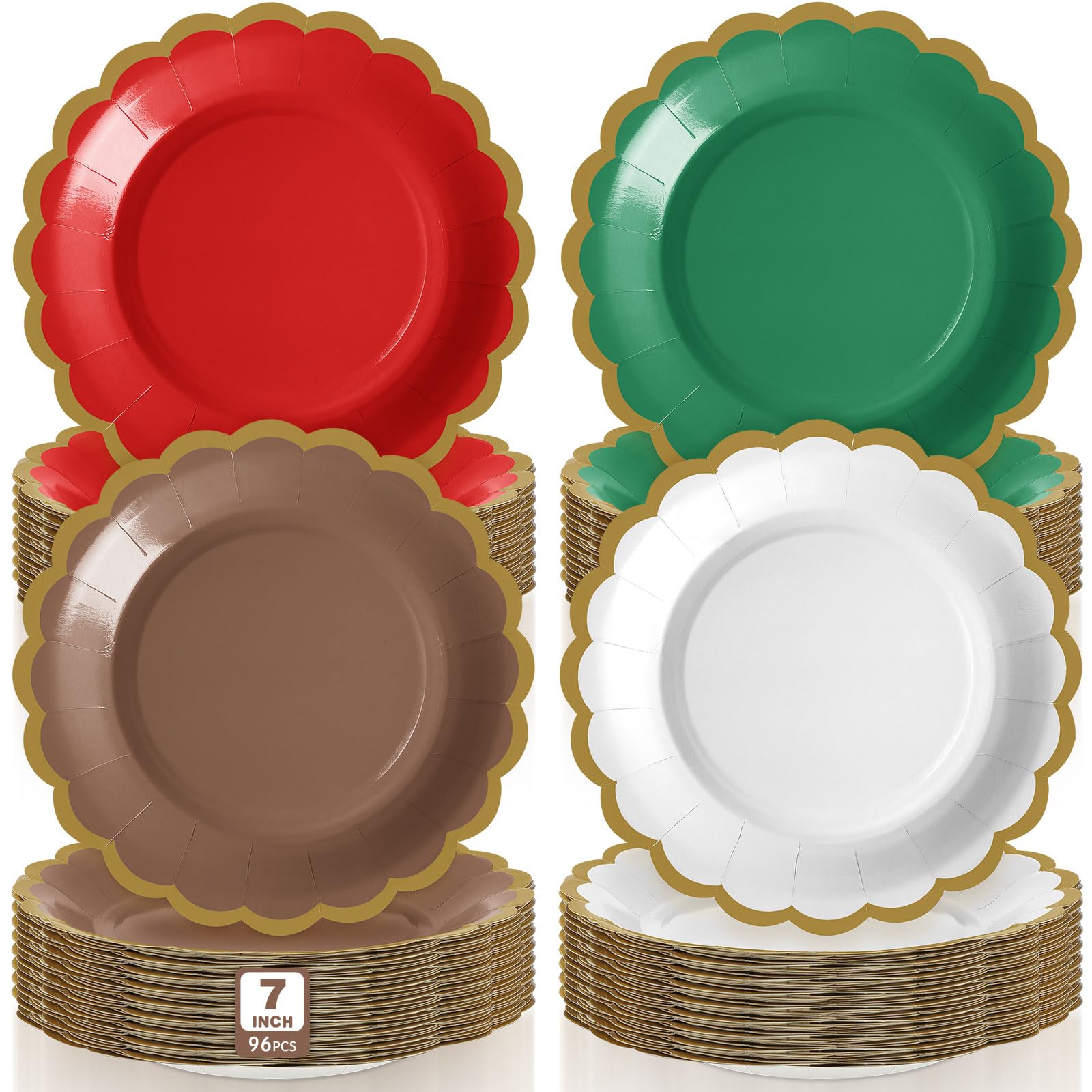 Amazon.com: Tiangrid Paper Plates 7 Inch Dessert Plates Scalloped Edge ...