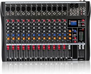 12-kanaals audio mengpaneel console versterker Studio Mixe Live Mixer ...