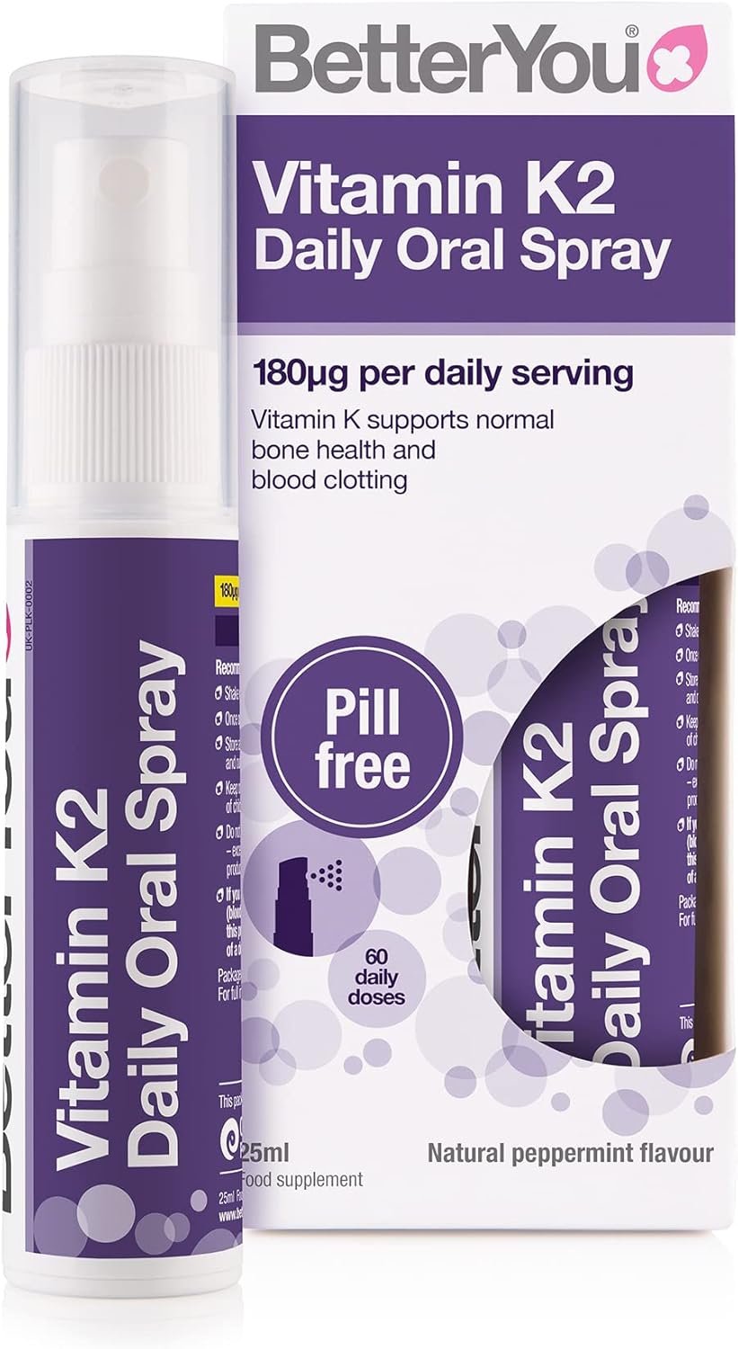 BetterYou Vitamin K2 Daily Oral Spray, Pill-free K2 Supplement ...