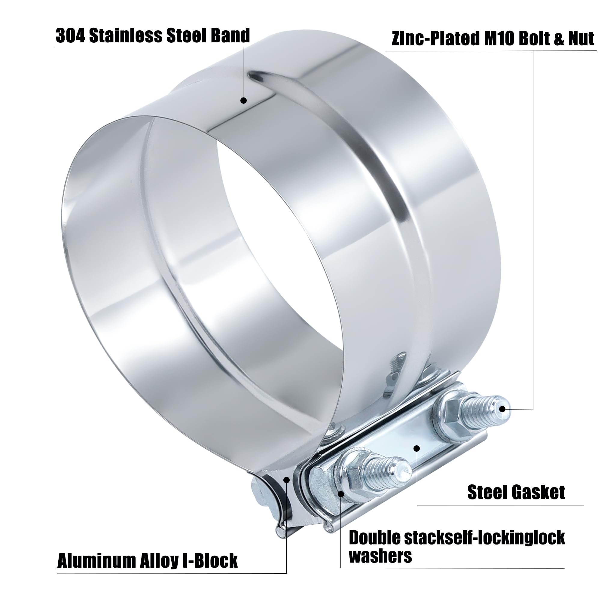 Heavy Duty Anti-corrosion Clamp ROADFORMER 2.75" Lap Joint Exhaust Band ...