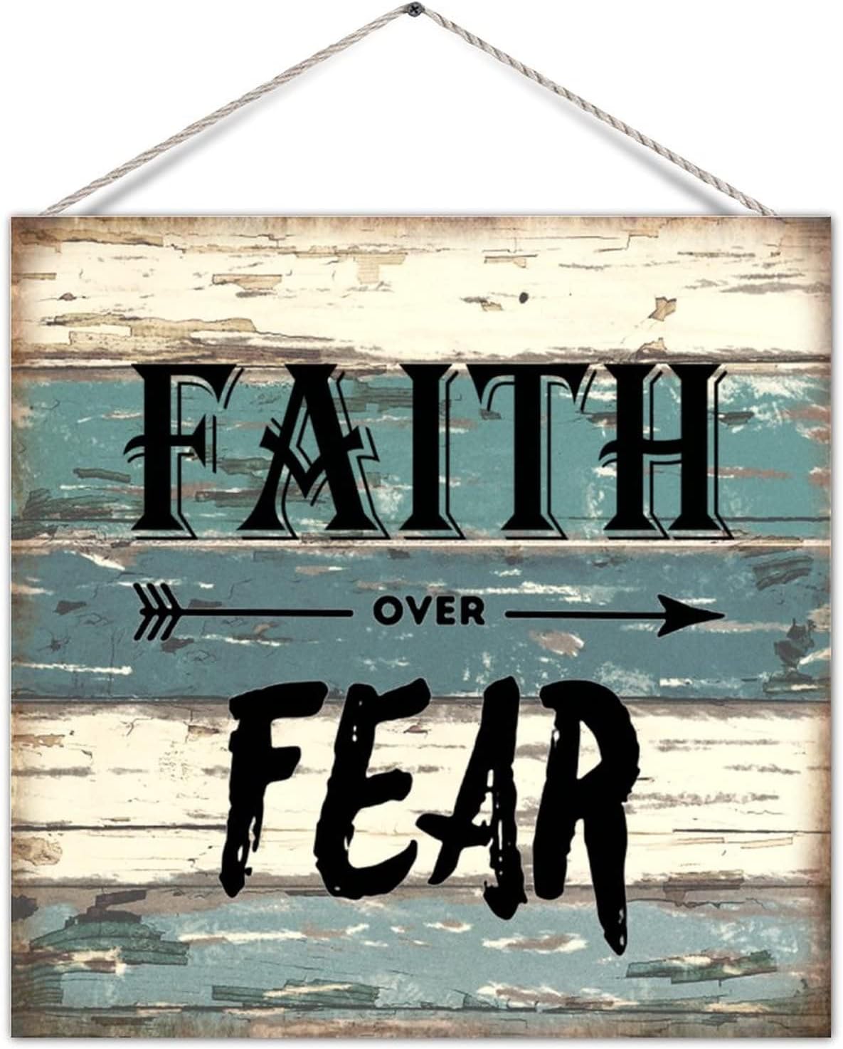 Amazon.com: Rustic Wood Pallet Sign Plaque Faith over The Fear ...
