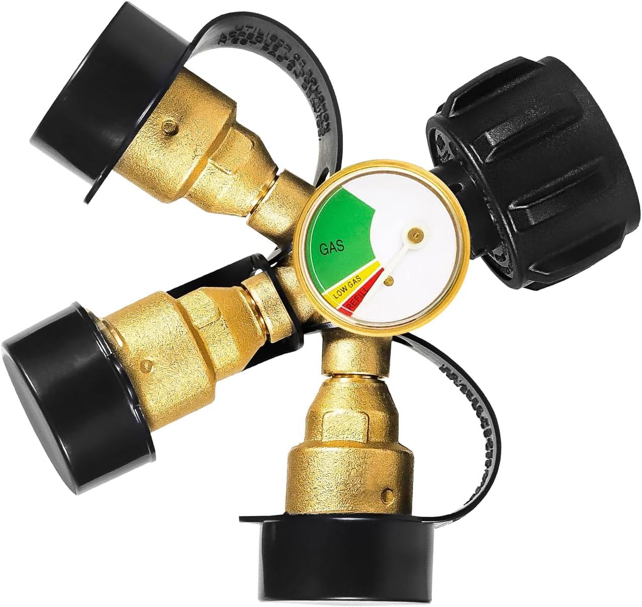 Intendvision 3 Way Propane Splitter with Gauge, Shut-Off Valve, 3 Y ...