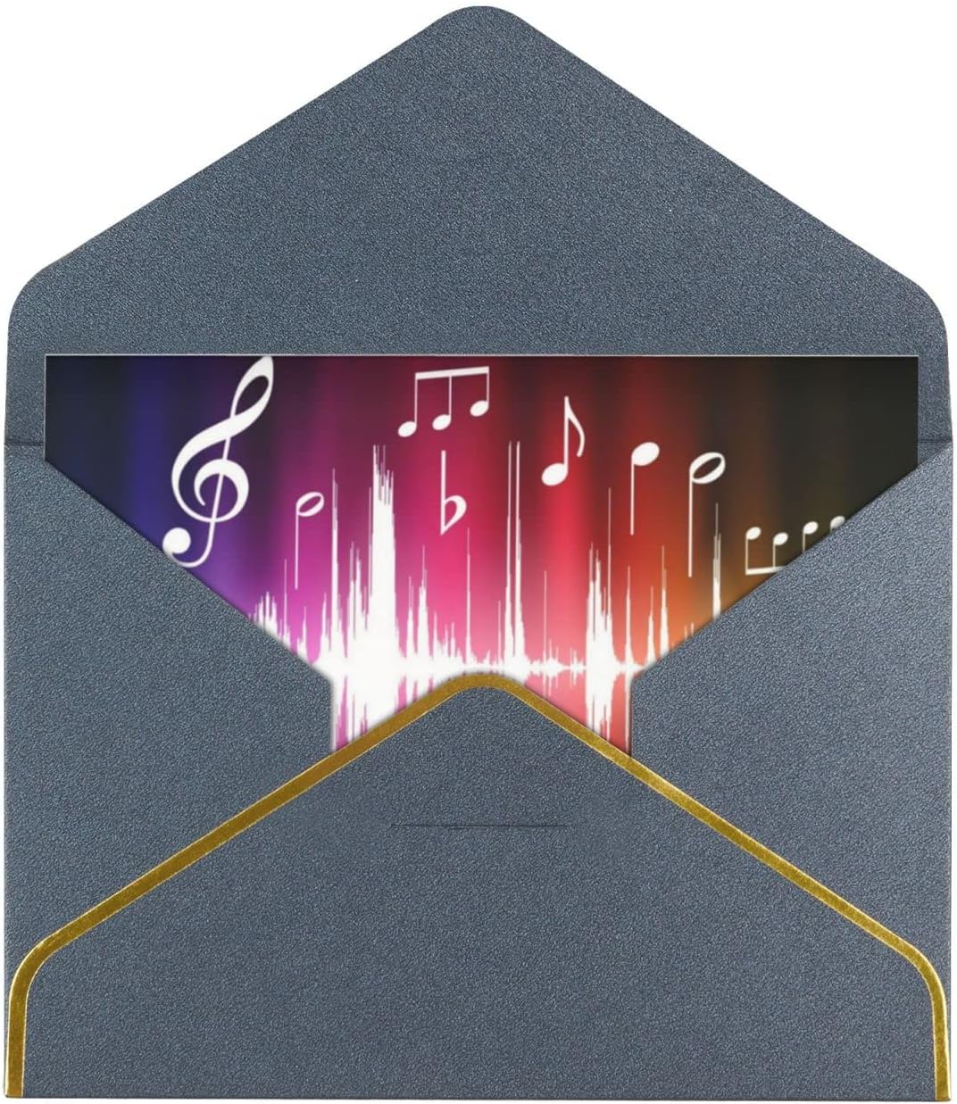 Black Jumping Musical Notes Gold Edge Pearl Paper Greeting Card : For ...