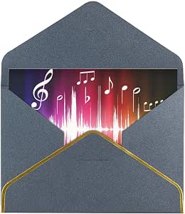 Black Jumping Musical Notes Gold Edge Pearl Paper Greeting Card : For ...