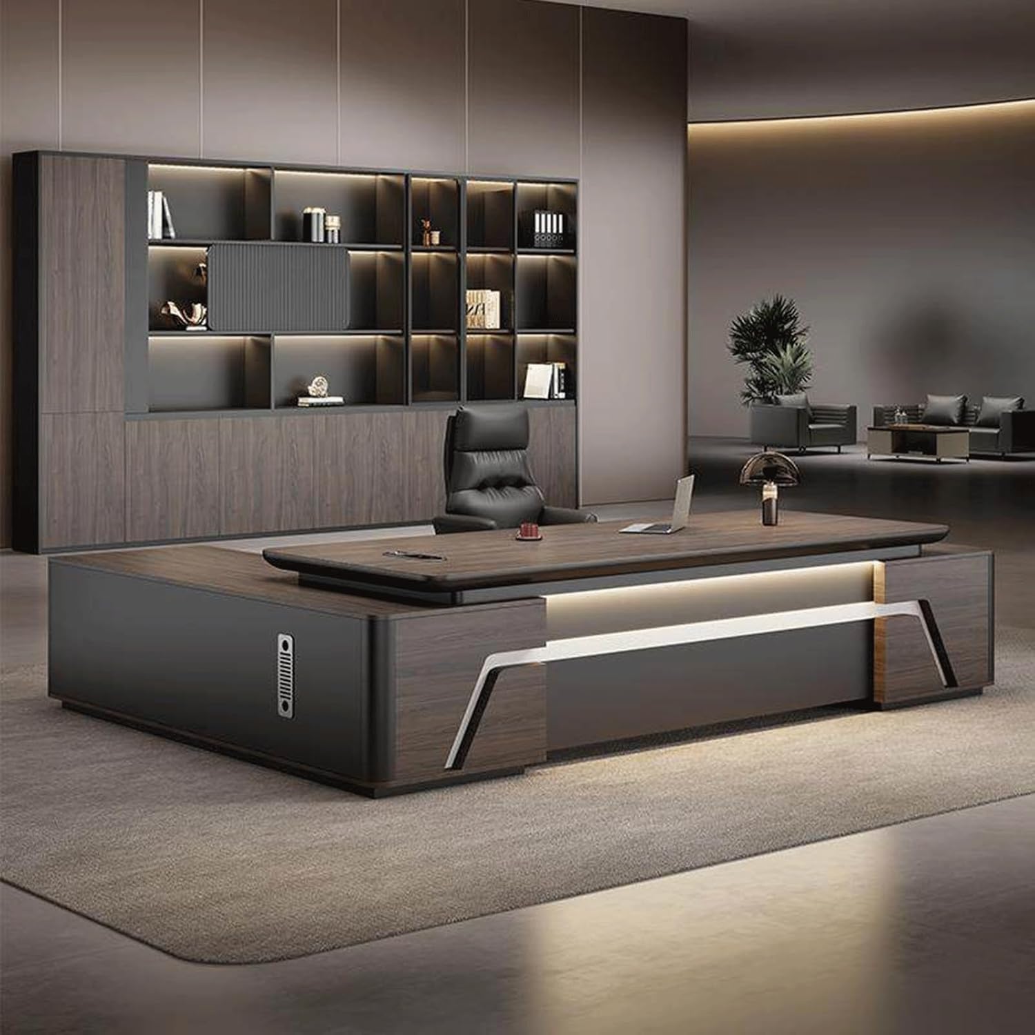 Amazon.com: HONGYISHI L Shaped Executive Office Desk with Storage ...