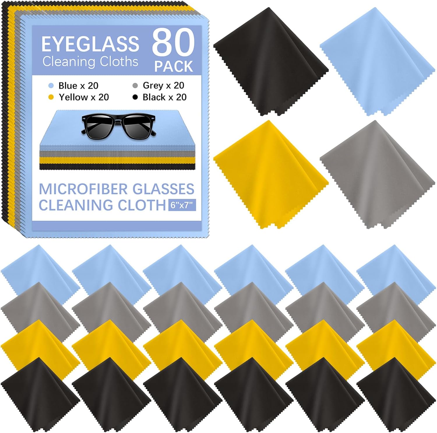 Amazon.com: 80 Pack Microfiber Cleaning Cloth for Glasses, Multi-Color ...