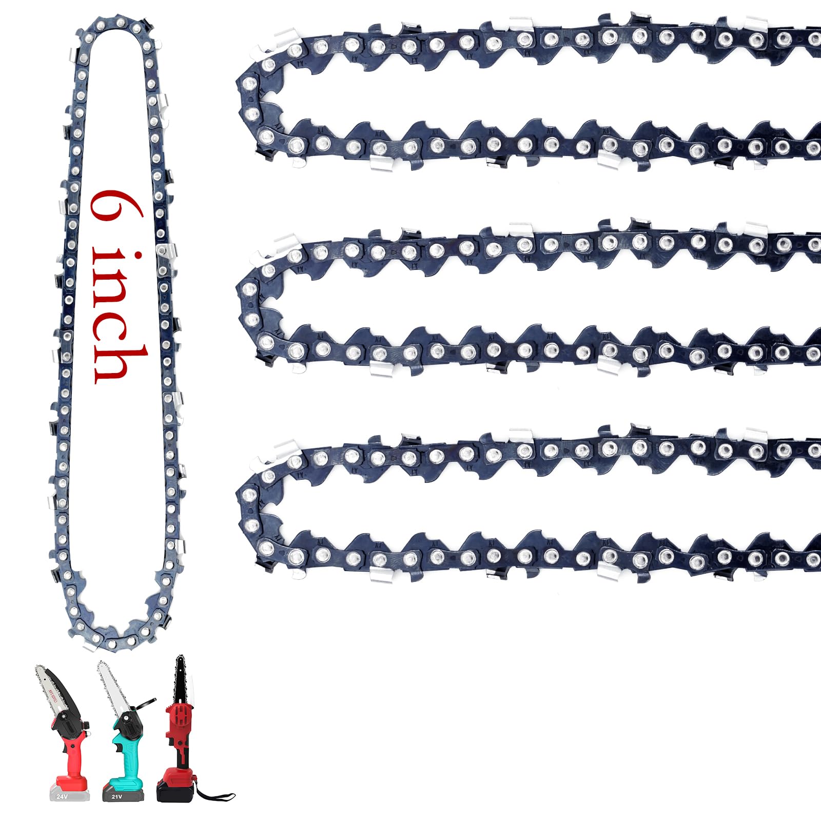 Snapklik.com : 4 Pieces 6 Inch Mini Chainsaw Chain 37E Drive Links, 1/4 ...