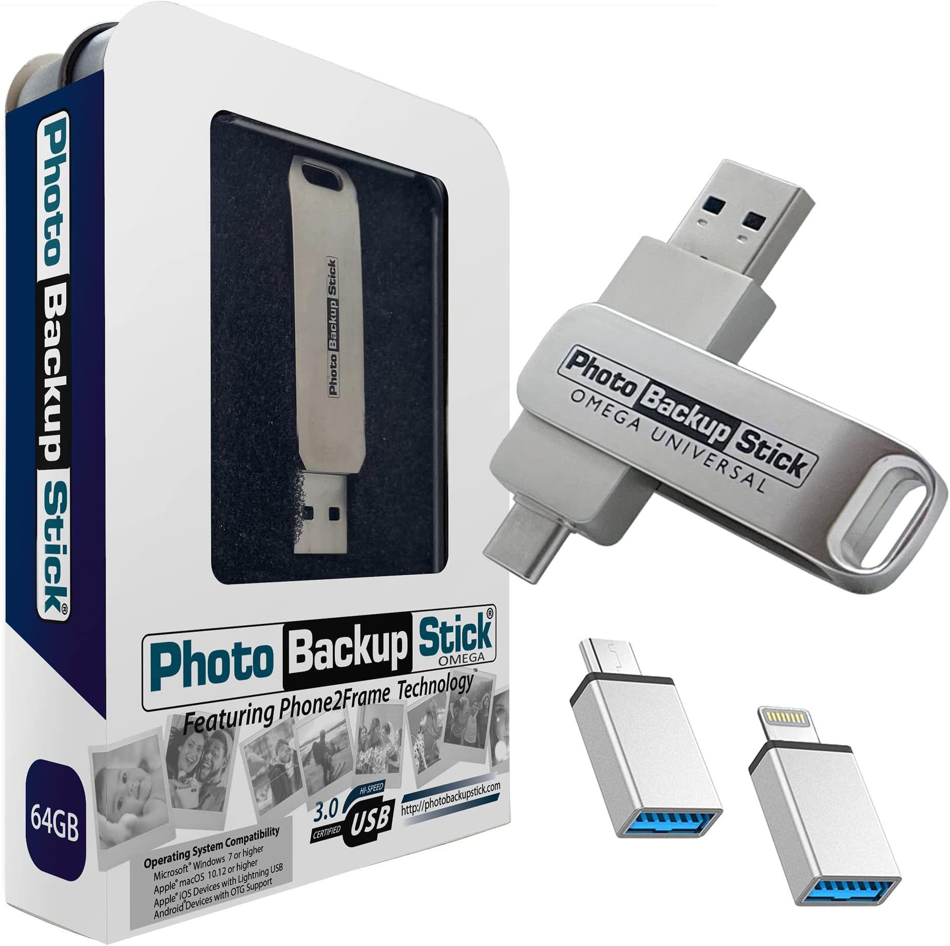 ThePhotoStick® Omni 128GB - Secure Photo & Video Backup and Transfer ...