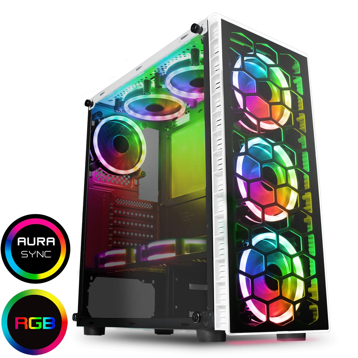 Buy CiT Raider PC Gaming Case, Mid-Tower ATX, 8 x Halo Dual - Ring ...