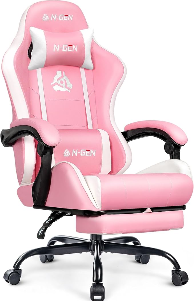 Amazon.com: N-GEN GAMING Video Gaming Chair with Footrest Lumbar ...