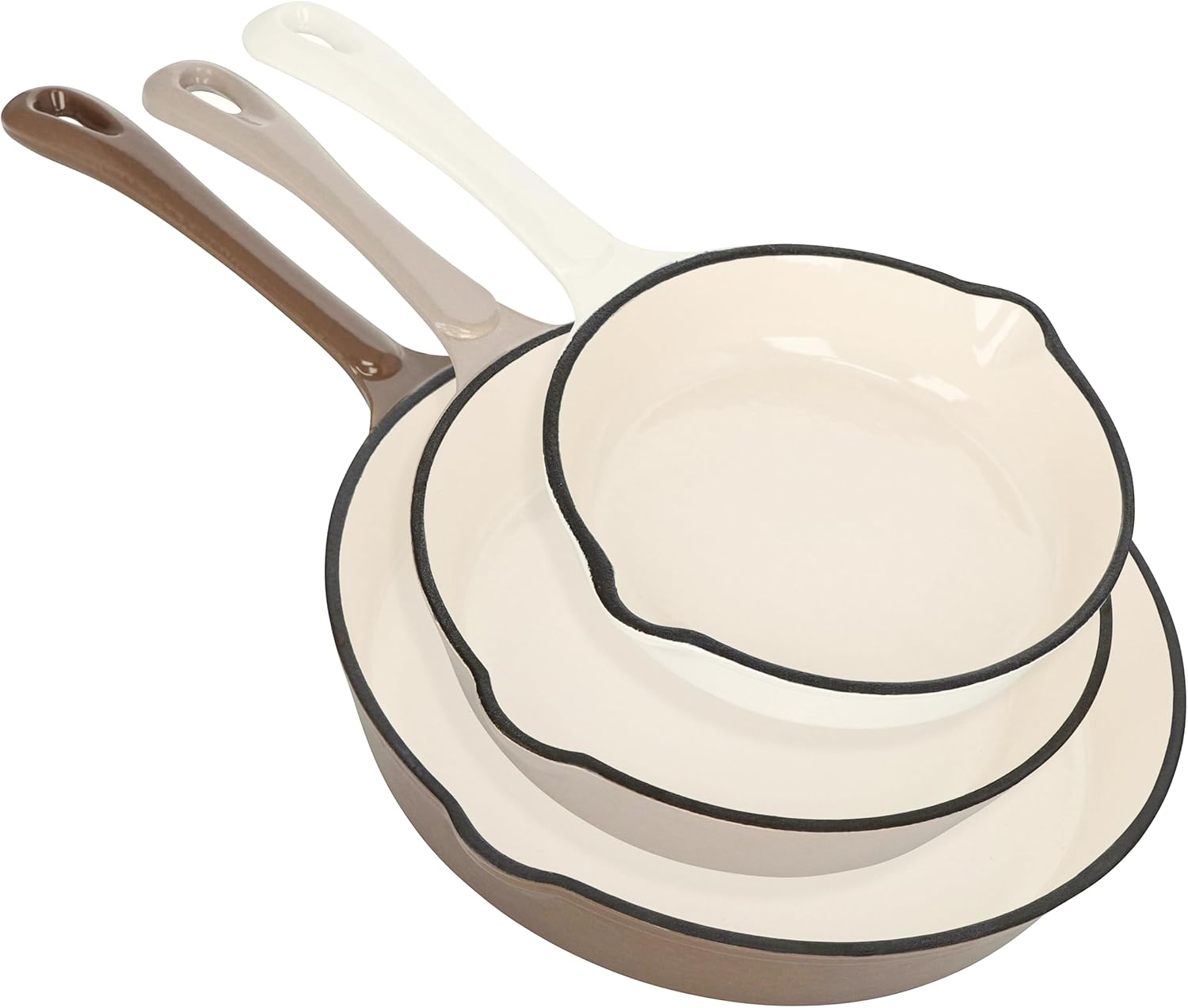 Amazon.com: Lot45 Polished Enamel Coated Cast Iron Skillets Set - 3pc ...