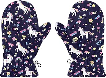 Amazon.com: Gloves Mittens Toddler Unicorn Flowers Floral Rainbow Cold ...