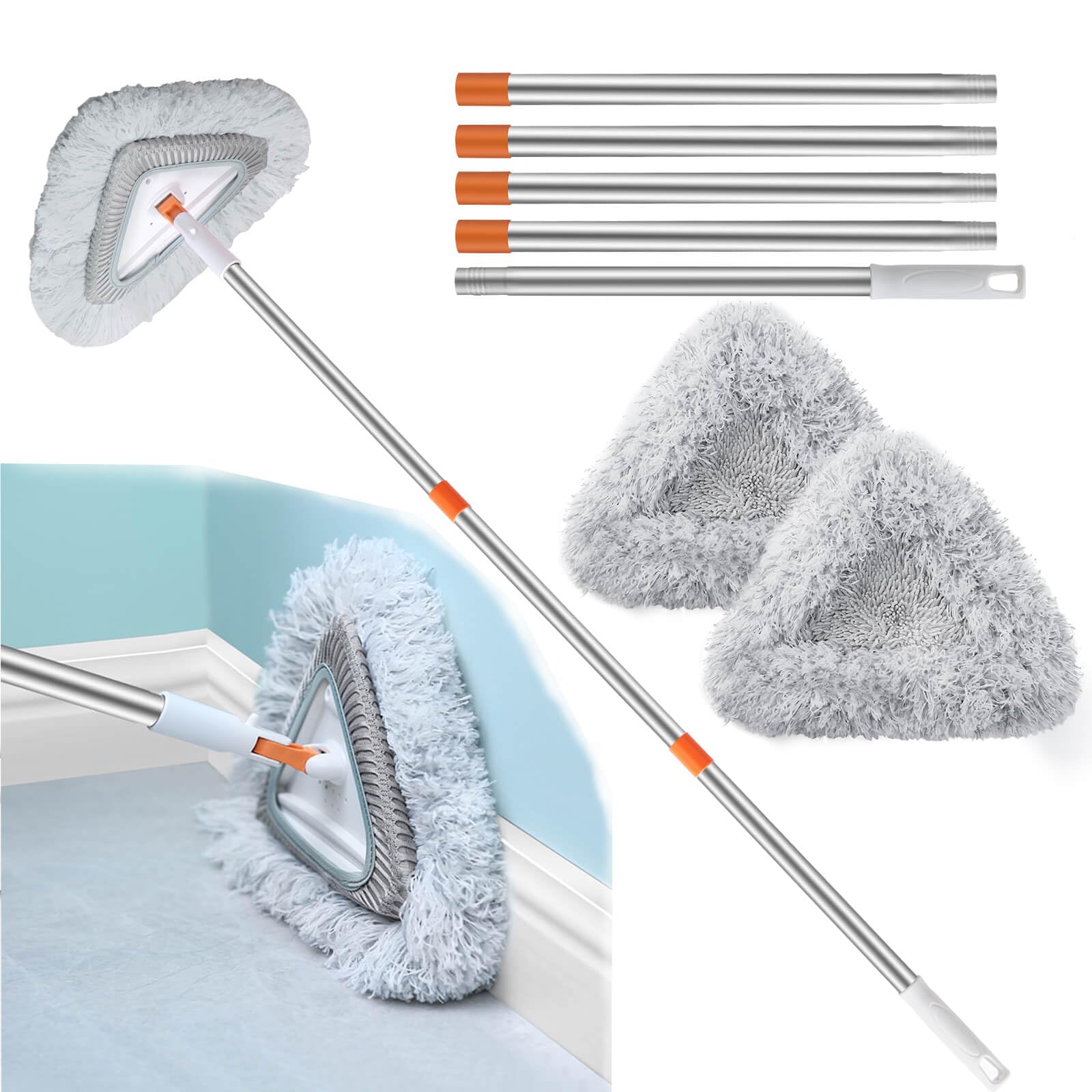 Amazon.com: Baseboard Cleaner Tool with Handle - 79”, 2 Reusable Wall ...