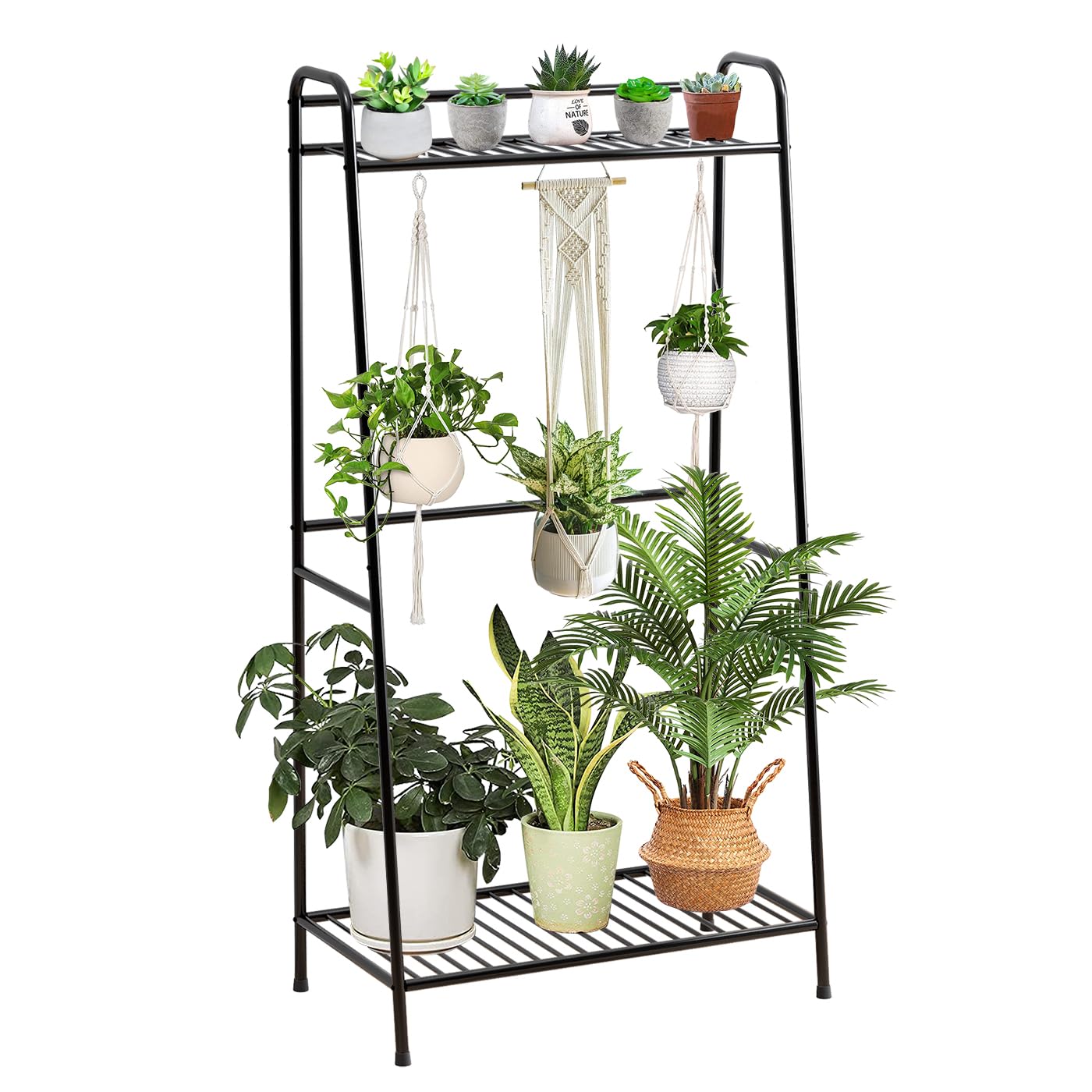 Amazon.com: NMITUO 3 Tiers Metal Plant Stand, Indoor Outdoor Plant ...