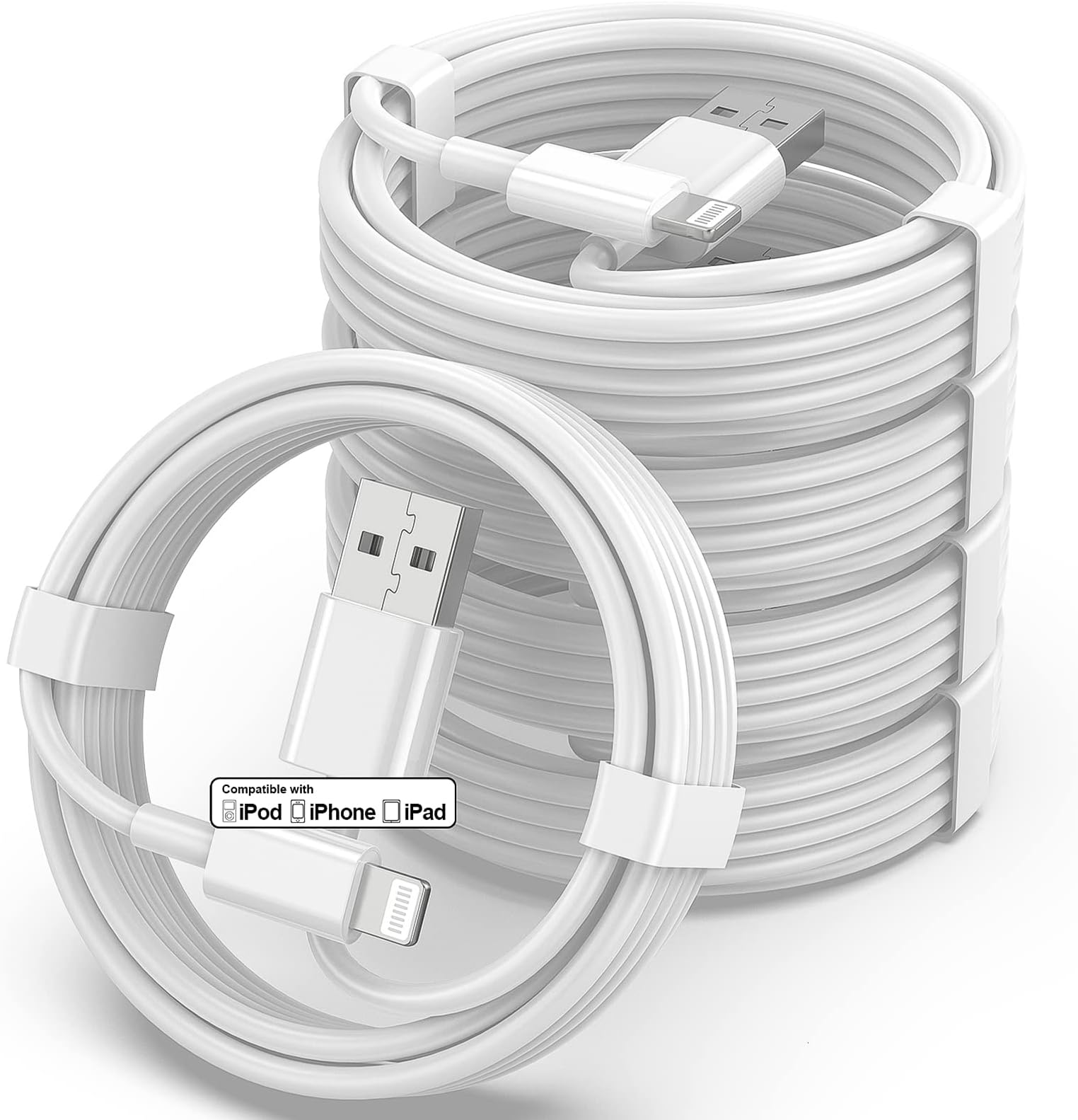Amazon.com: iPhone Charger Cable 5 Pack 6FT USB Fast Charging Syncing ...