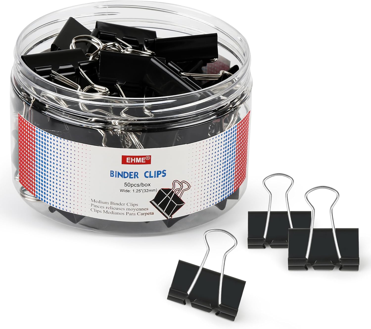 Amazon.com: 50Pcs Binder Clips Medium, Standard Medium Clips 1-1/4 Inch ...