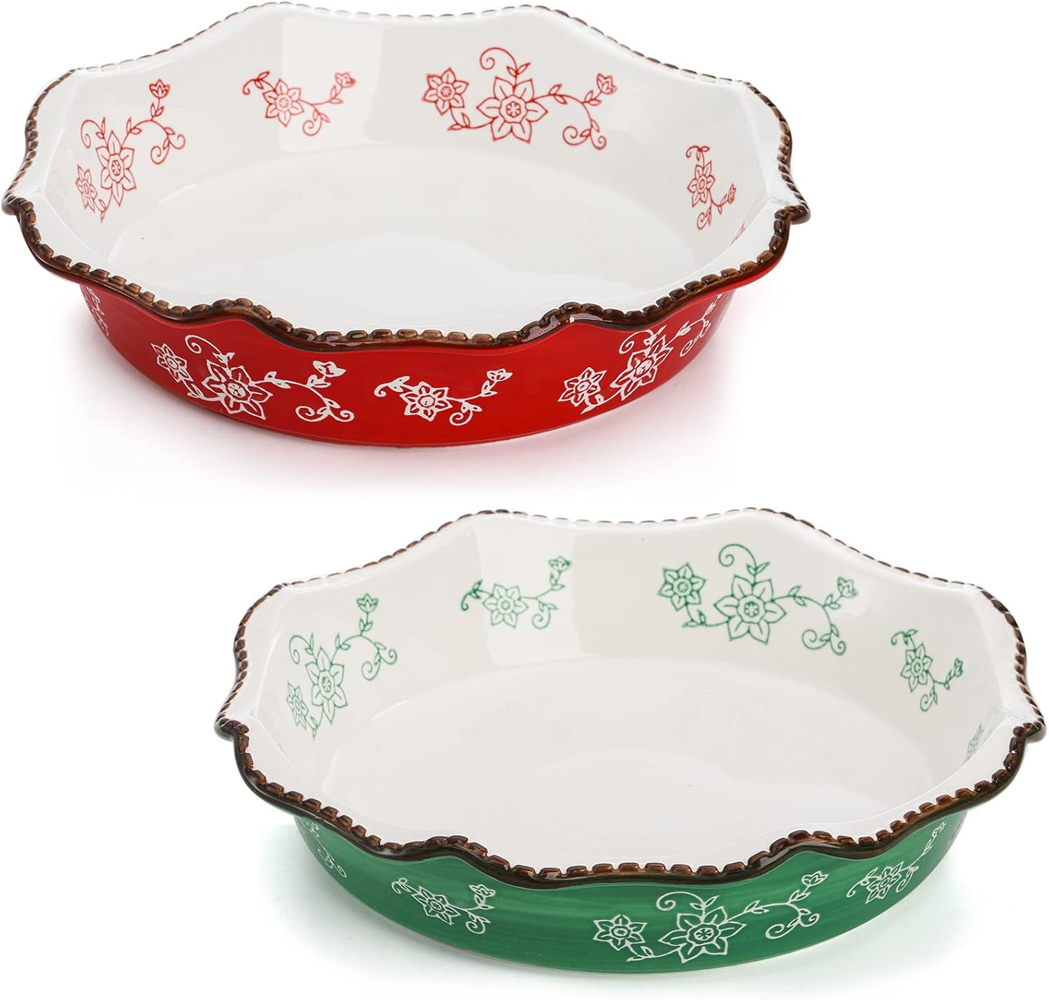 Amazon.com: Cedilis Set of 2 Ceramic Pie Pan for Baking, 9 Inches Deep ...