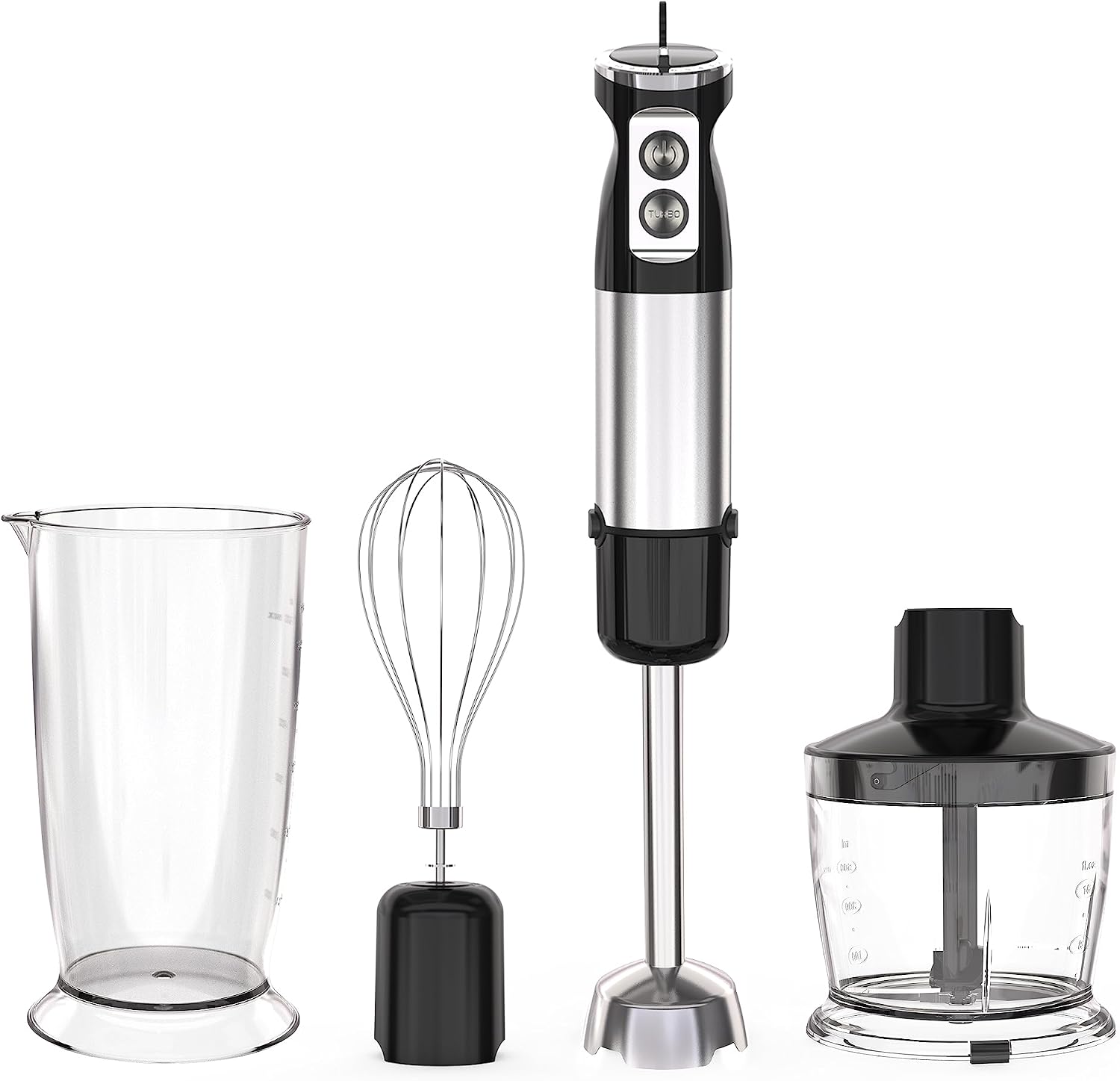 Amazon.com: 1000W 4-In-1 Stainless Steel Immersion Hand Blender with 20 ...