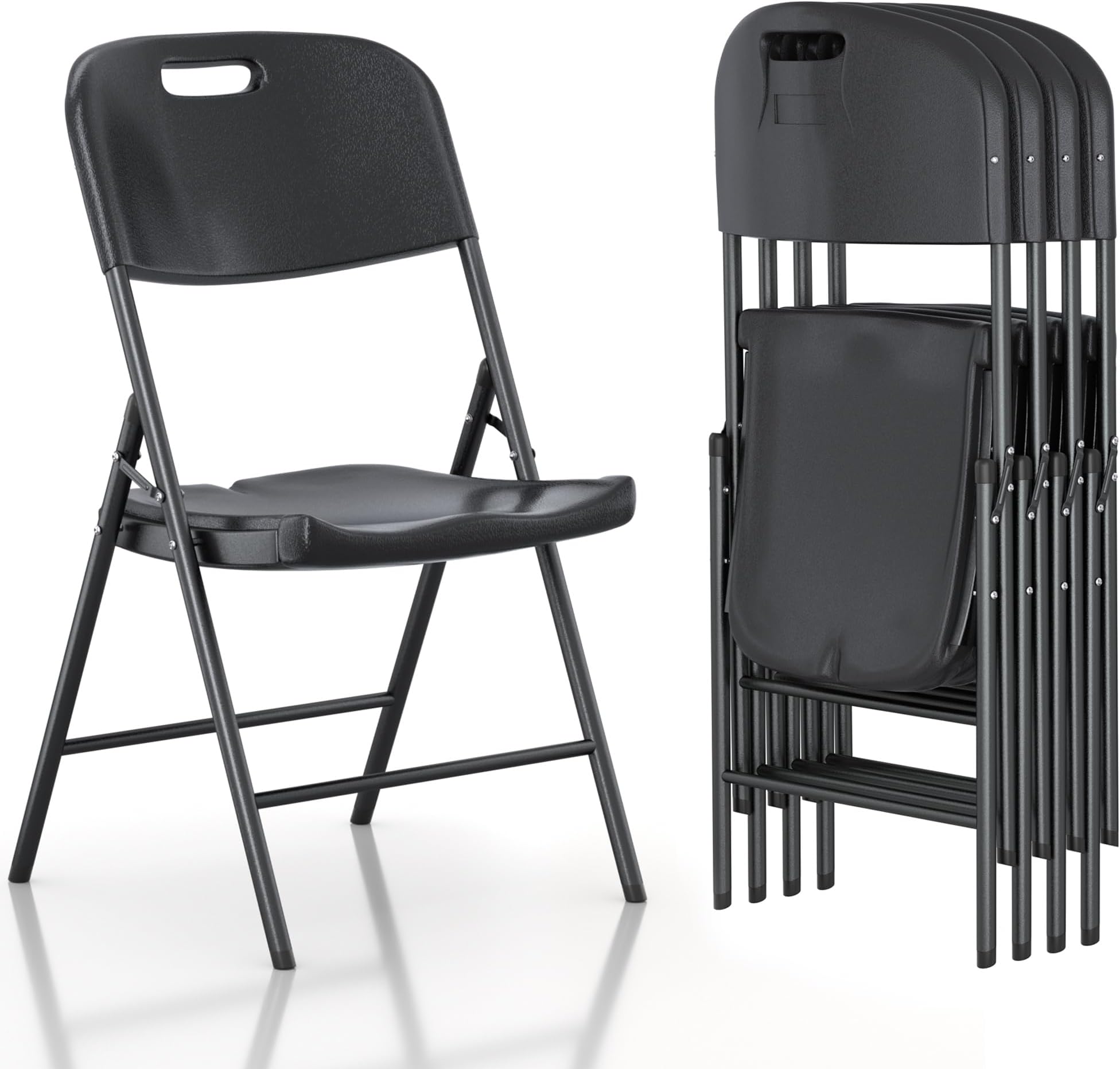 Amazon.com: VECELO Folding Chairs 4 Pack, Foldable Portable Plastic ...