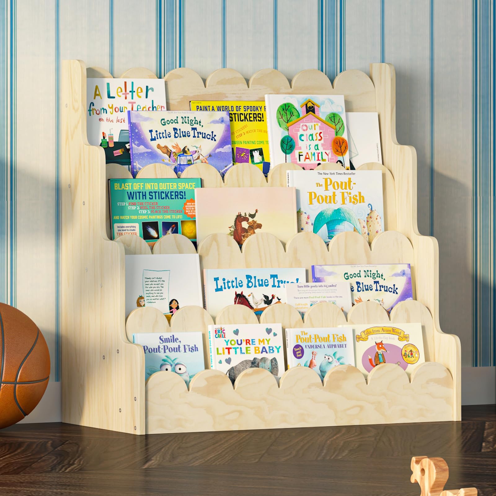 Amazon.com: NACHES Wood Kids Bookshelf Scalloped Montessori Toddler ...