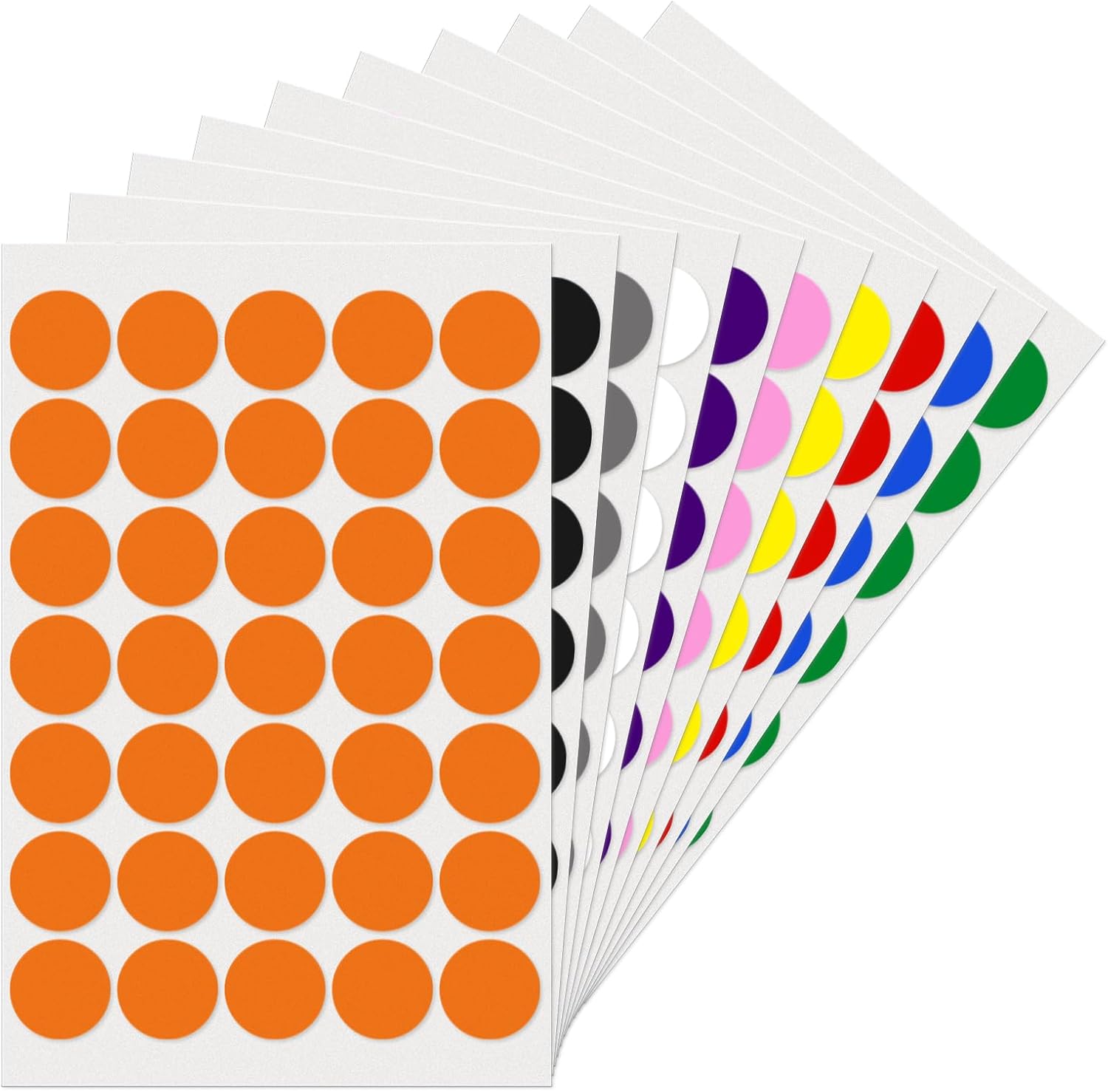 YIKIADA 10 Colours 25 mm Round Stickers Self-Adhesive Circle Labels ...